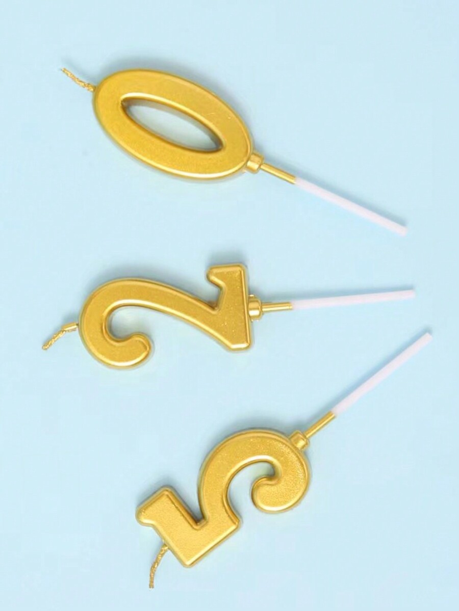 1pc Gold Opera House Digital Birthday Candle, For Cake Decoration ...