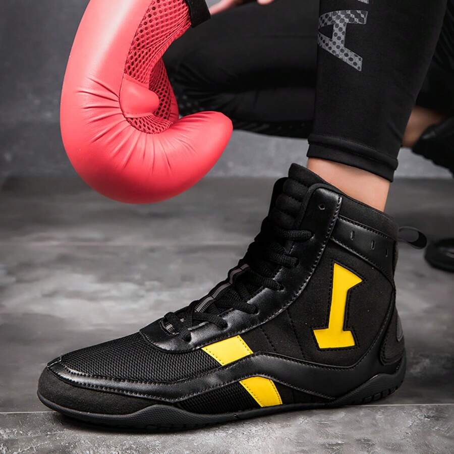 TOLLN Men's Professional Boxing Shoe High -Top Fight Shoe Fighting ...