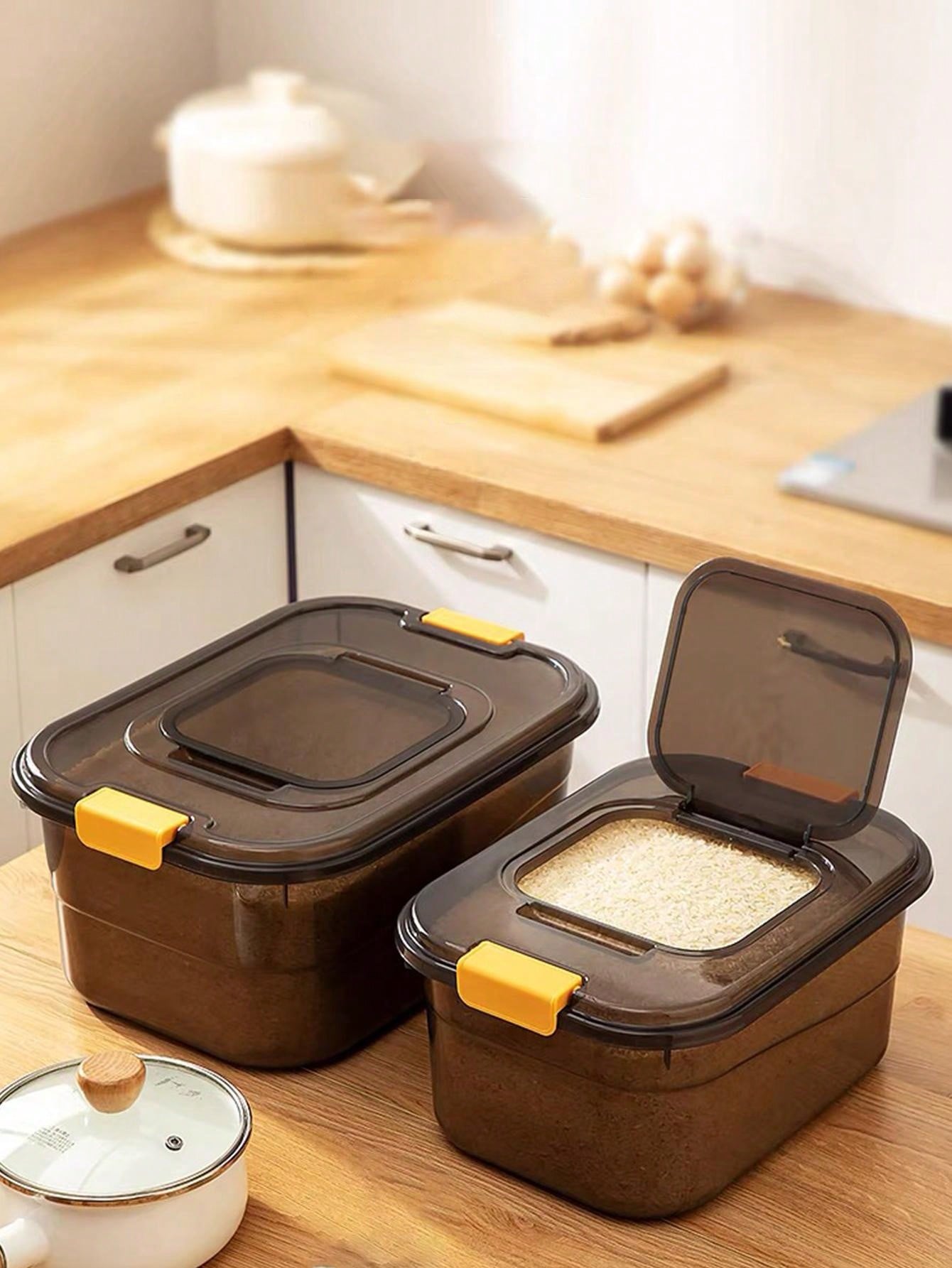 1pc Japanese Style Airtight Rice Storage Container Transparent Rice ...