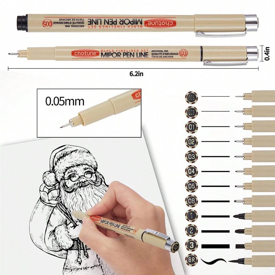 12pcs Micro Pens,Art Pens,Pigment Pen,Fineliner Ink Pens,Technical ...