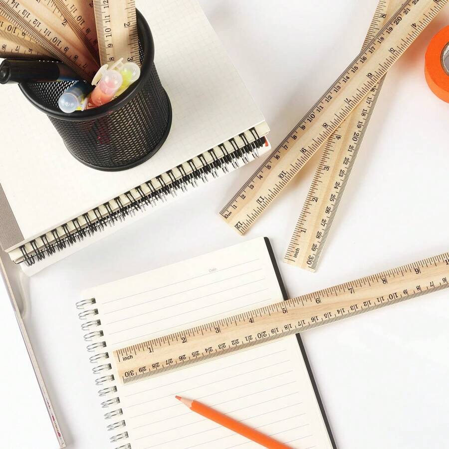 3 أشكال من المساطر الخشبية- مسطرة 12 بوصة، مسطرة ممتازة للأطفال في ...