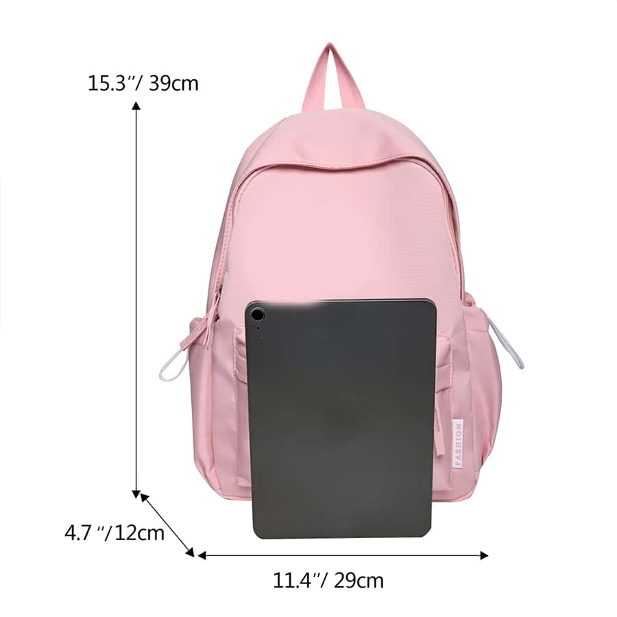 Ladies Pink Multi-pocket Campus Style Fashion Backpack School Bag ...