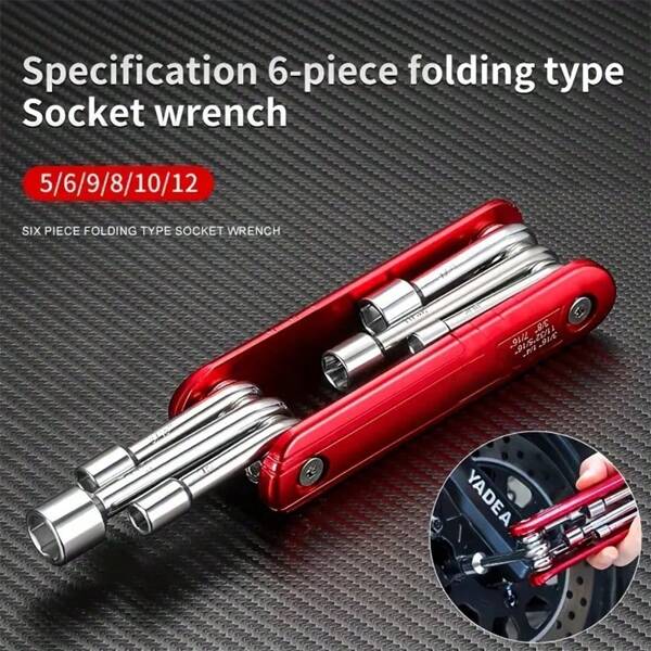 6-In-1 Folding Socket Wrench Set Multi-Functional Portable Metric Or ...