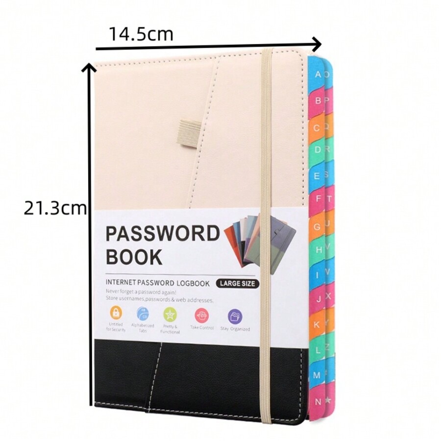1pc A5 Black And White Password Notebook With Alphabet Tag For ...