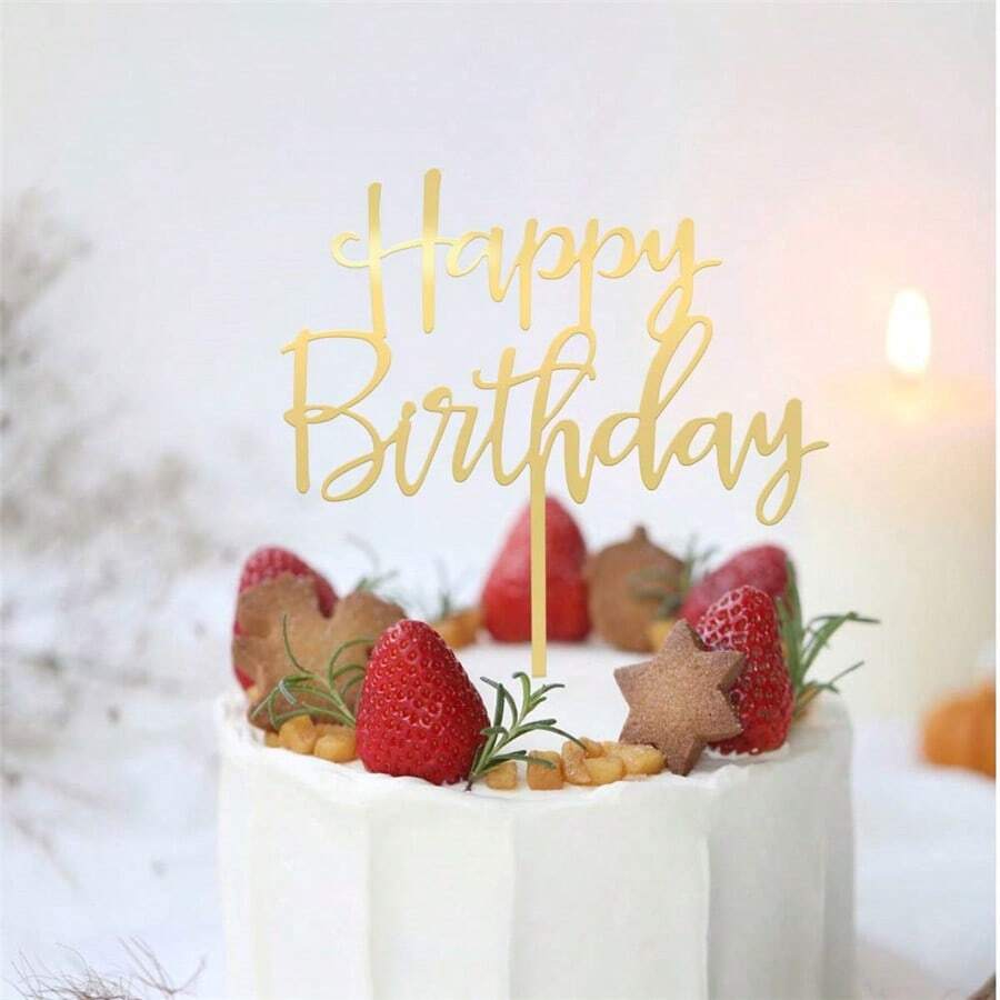 Happy Birthday Cake Topper, Black Acrylic Durable Versatile Cake Topper ...