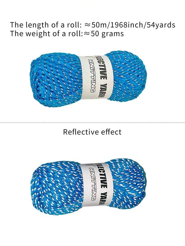 4 Rolls Blue Reflective Yarn For Knitting, Crocheting, And Weaving ...