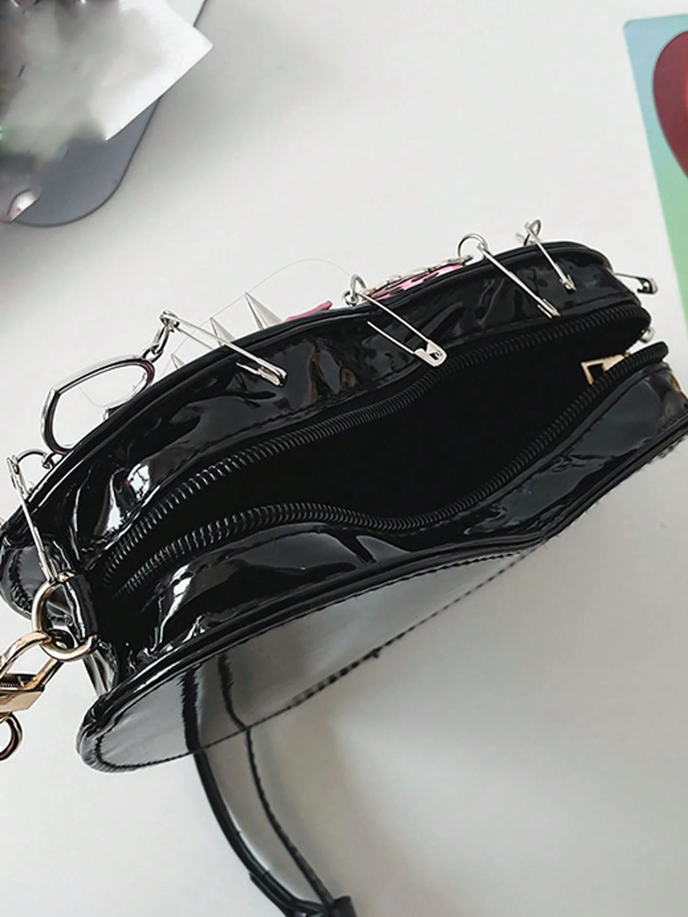 Funky Punk Style Y2K Style Heart Shape Rivet Satchel Handbags,Gothic ...
