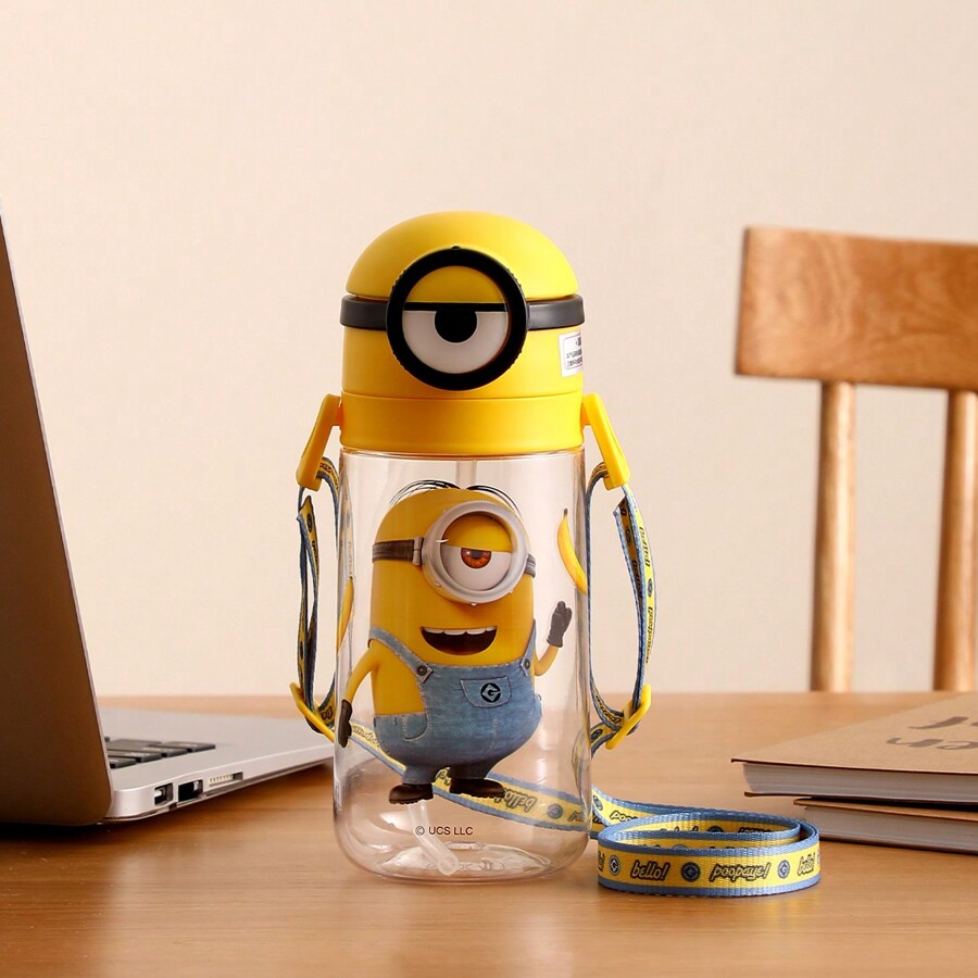 Miniso Minions Plastic Water Bottle 600mL With Super Cute Straw And ...