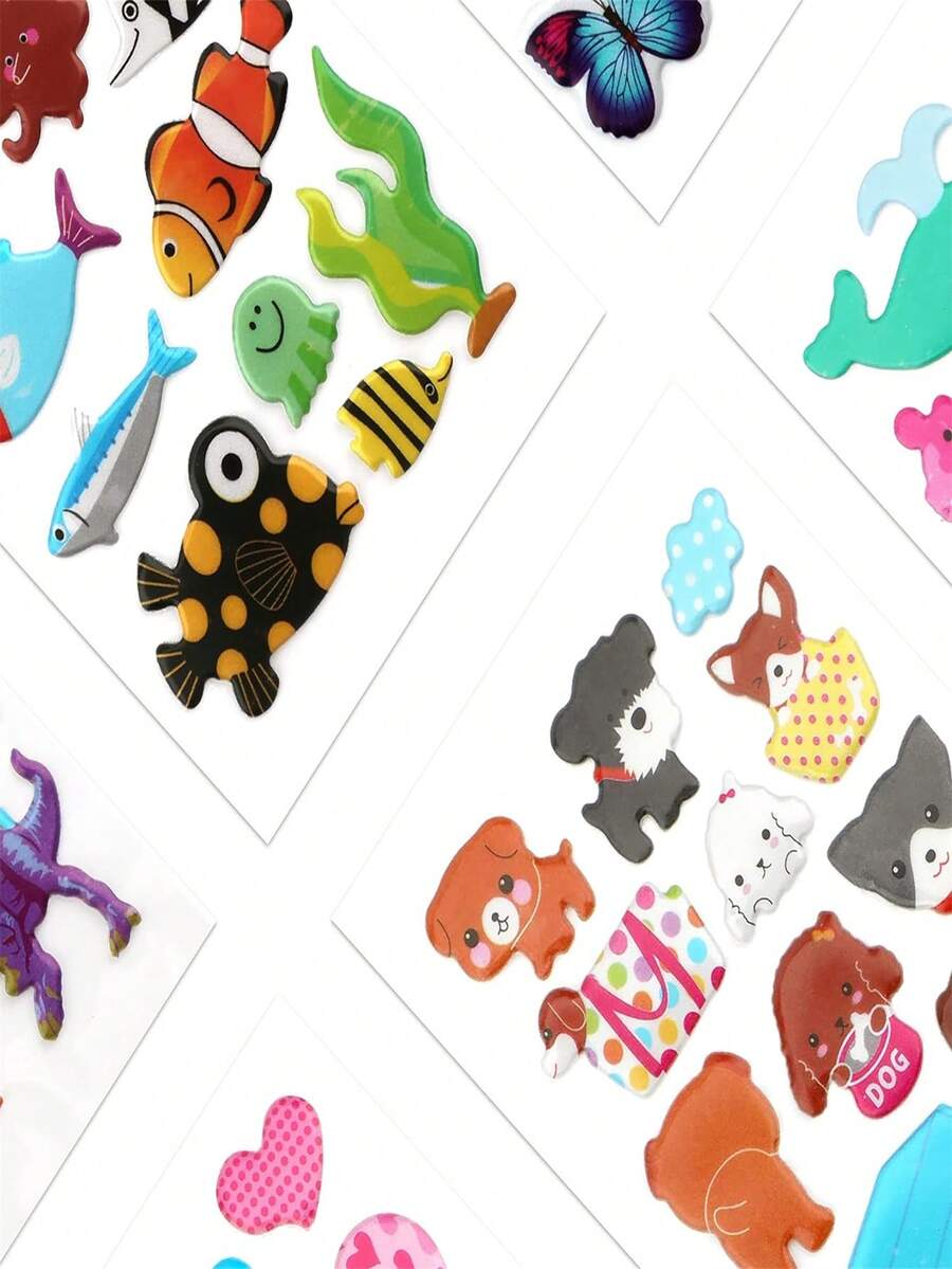 6 Sheets Random Style 3D Stickers For Kids & Toddlers Puffy Stickers ...