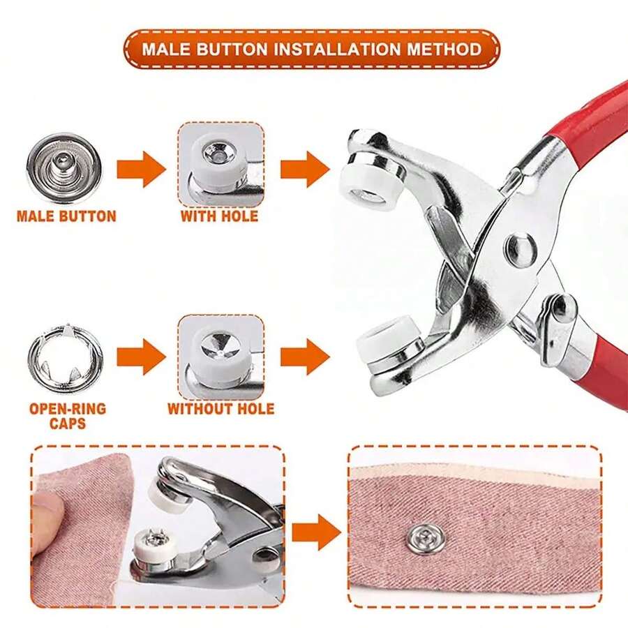 DIY Metal Snaps Buttons With Fastener Pliers Press Tool Kit For Sewing ...