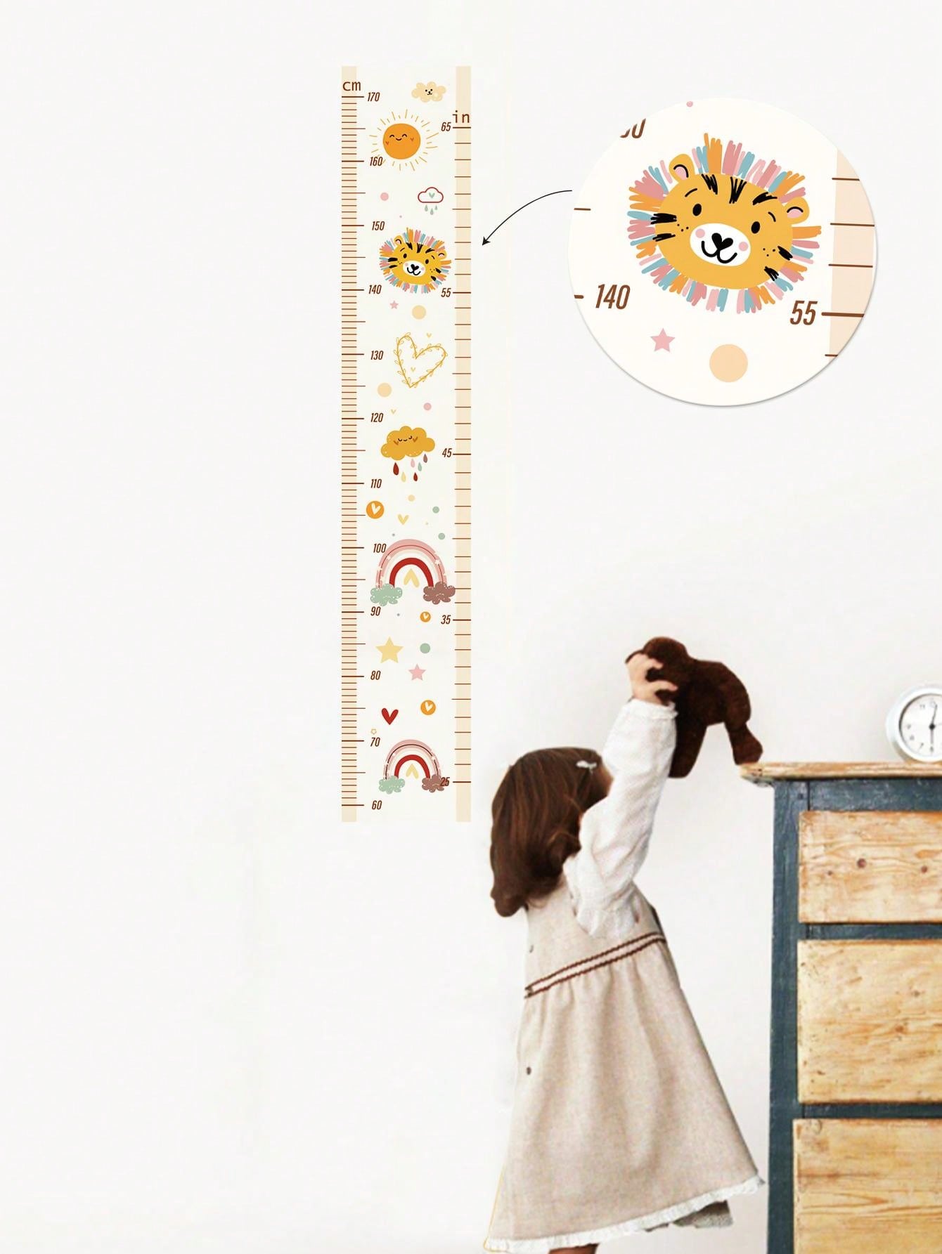 1pc Cartoon Pattern Waterproof Self-adhesive Children Height Wall ...