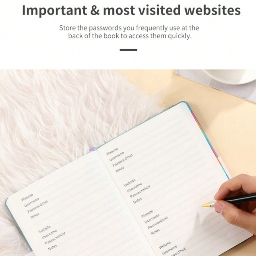 1pc A5 Black And White Password Notebook With Alphabet Tag For ...