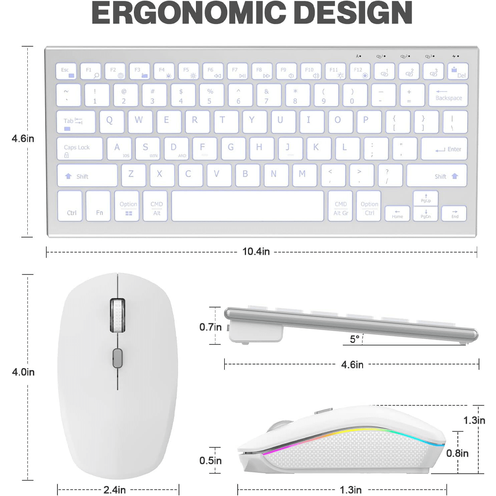 Wireless Keyboard Mouse Combo Ultra Slim Backlit Wireless Keyboard and ...