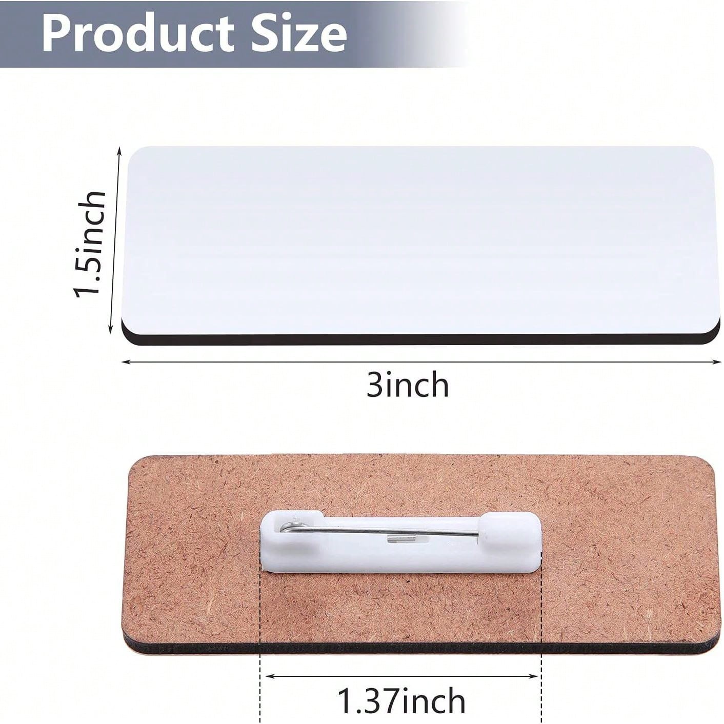 10 Pieces Sublimation Name Tag Rectangle DIY Blank ID Name Badge With ...