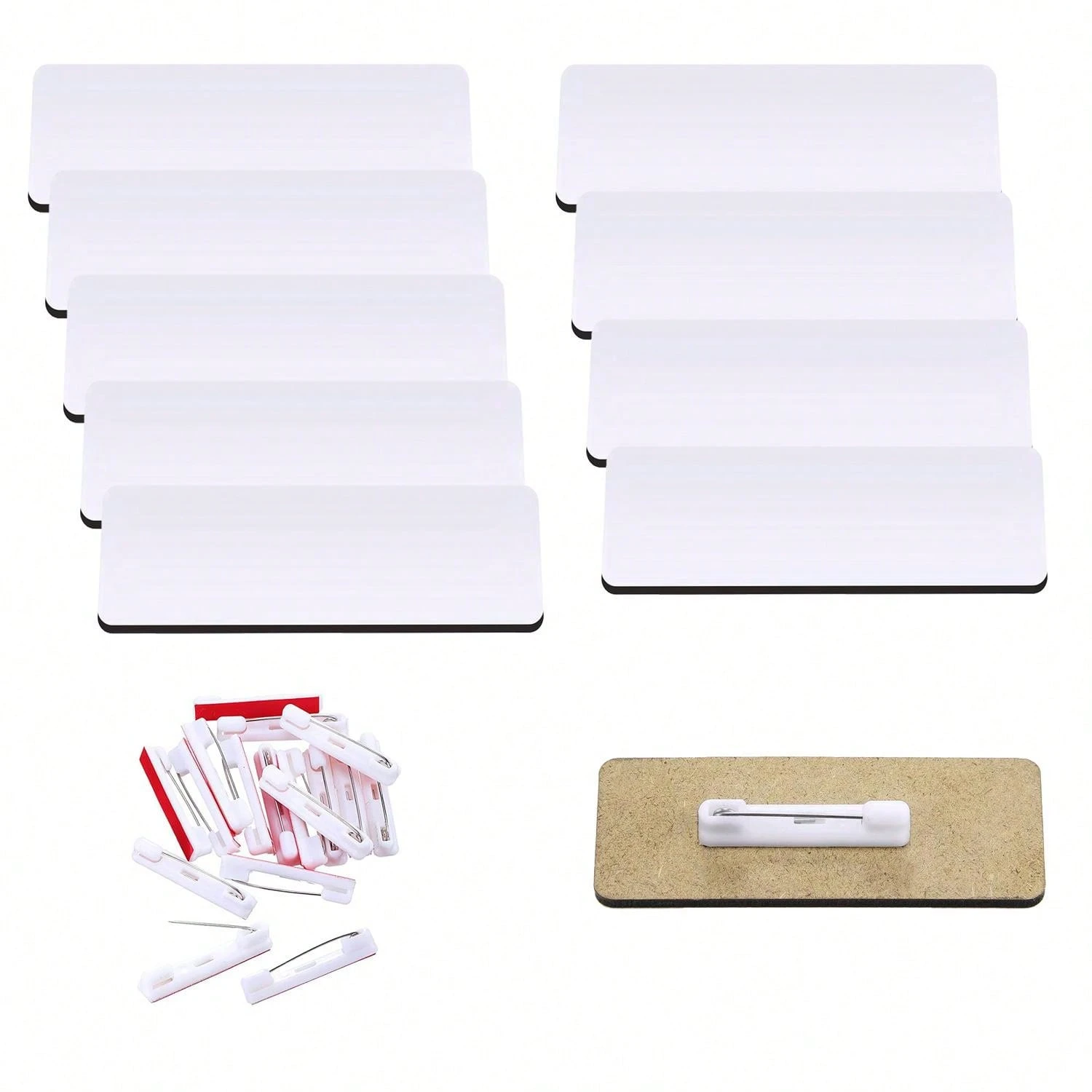 10 Pieces Sublimation Name Tag Rectangle DIY Blank ID Name Badge With ...
