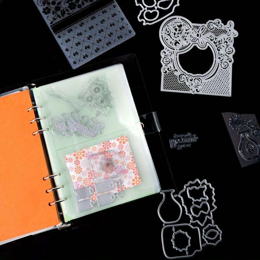 Stencil storage book binder and stamp storage folder page protector ...