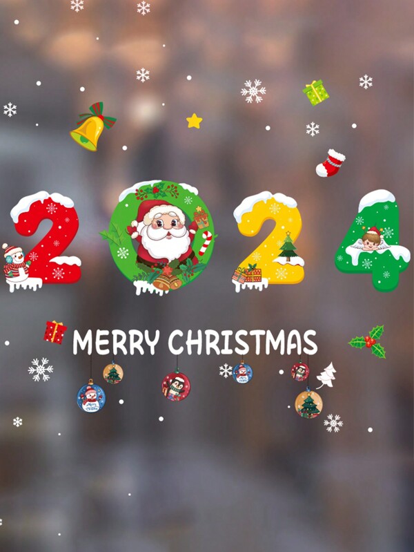 Santa Claus Electrostatic Sticker For Window, Glass Door And Wall ...