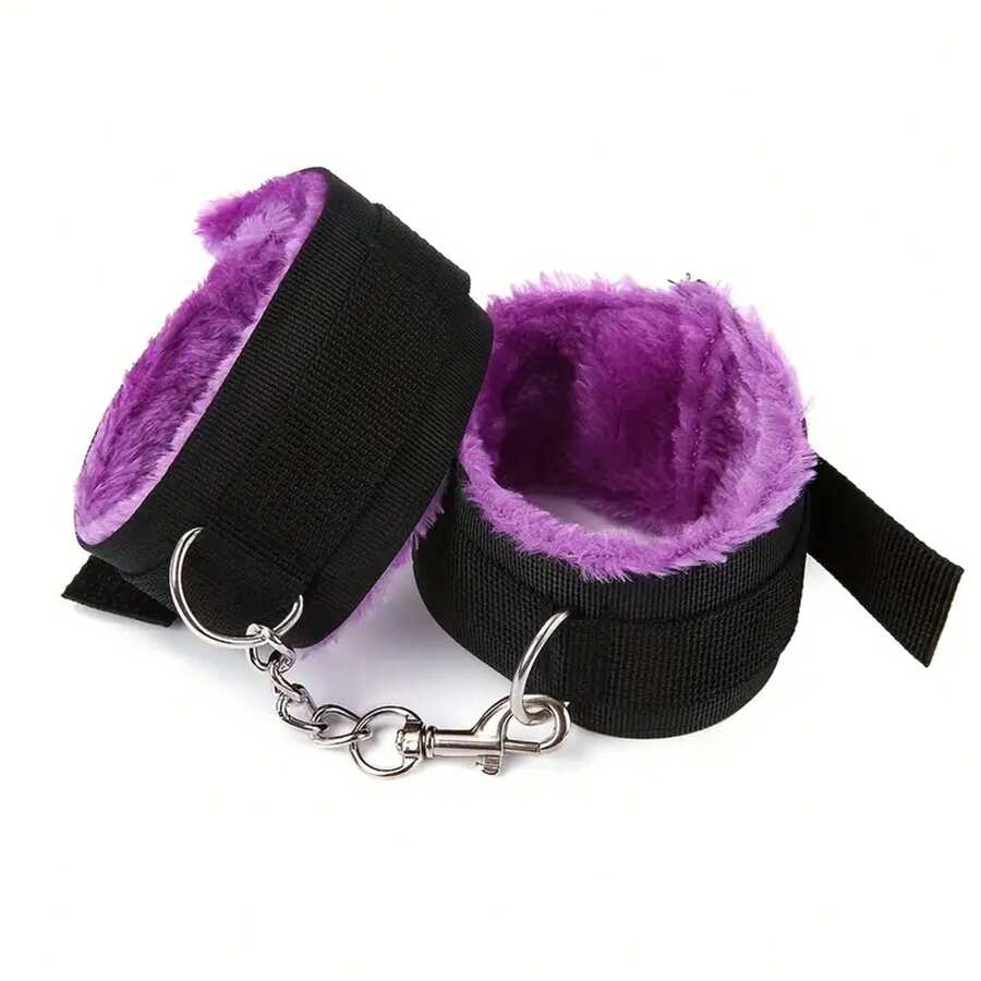 1pair Webbed Plush Handcuffs Ankle Restraint Shackles Restraint Bondage ...
