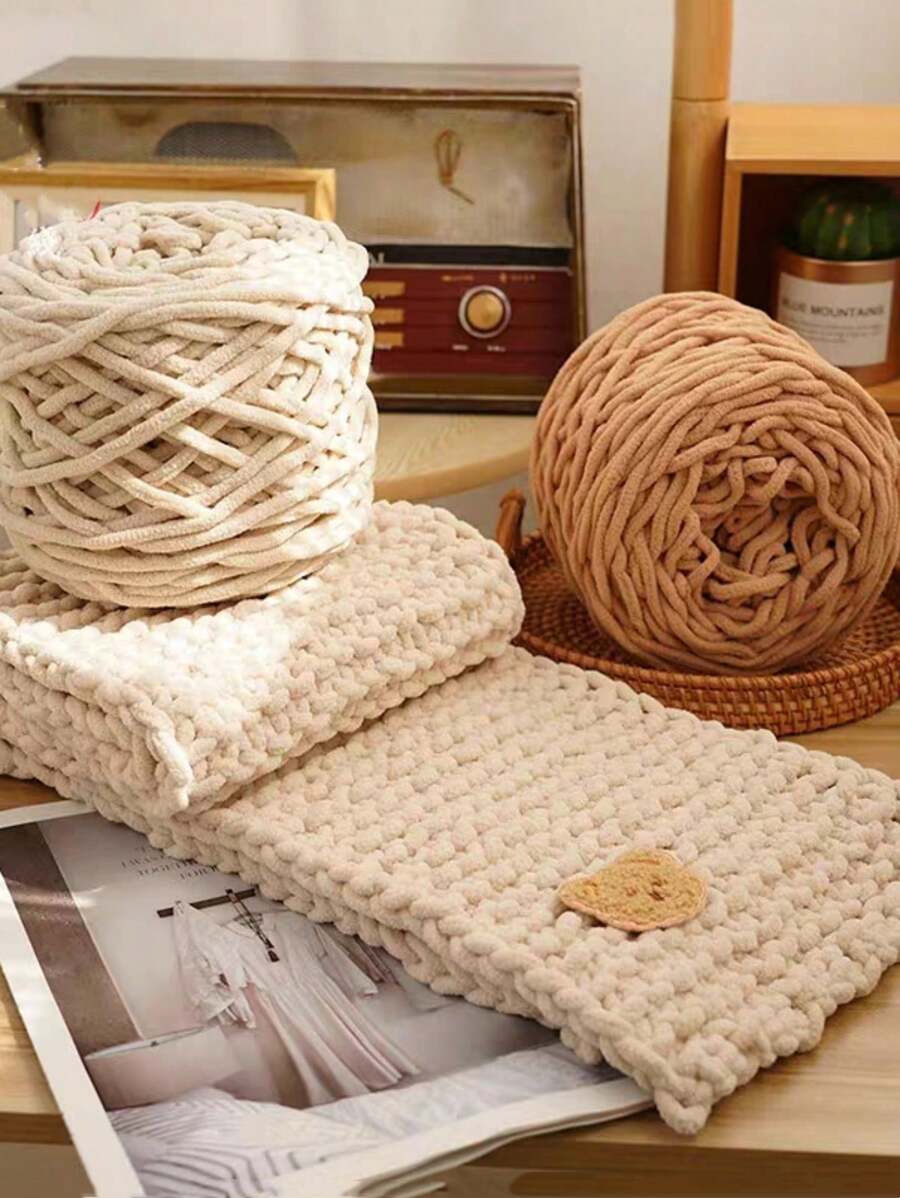 1/6/12 Rolls 100g Chunky Single Ply Yarn, DIY Scarf Bag Slippers Doll Blanket Cushion Stuffed ...