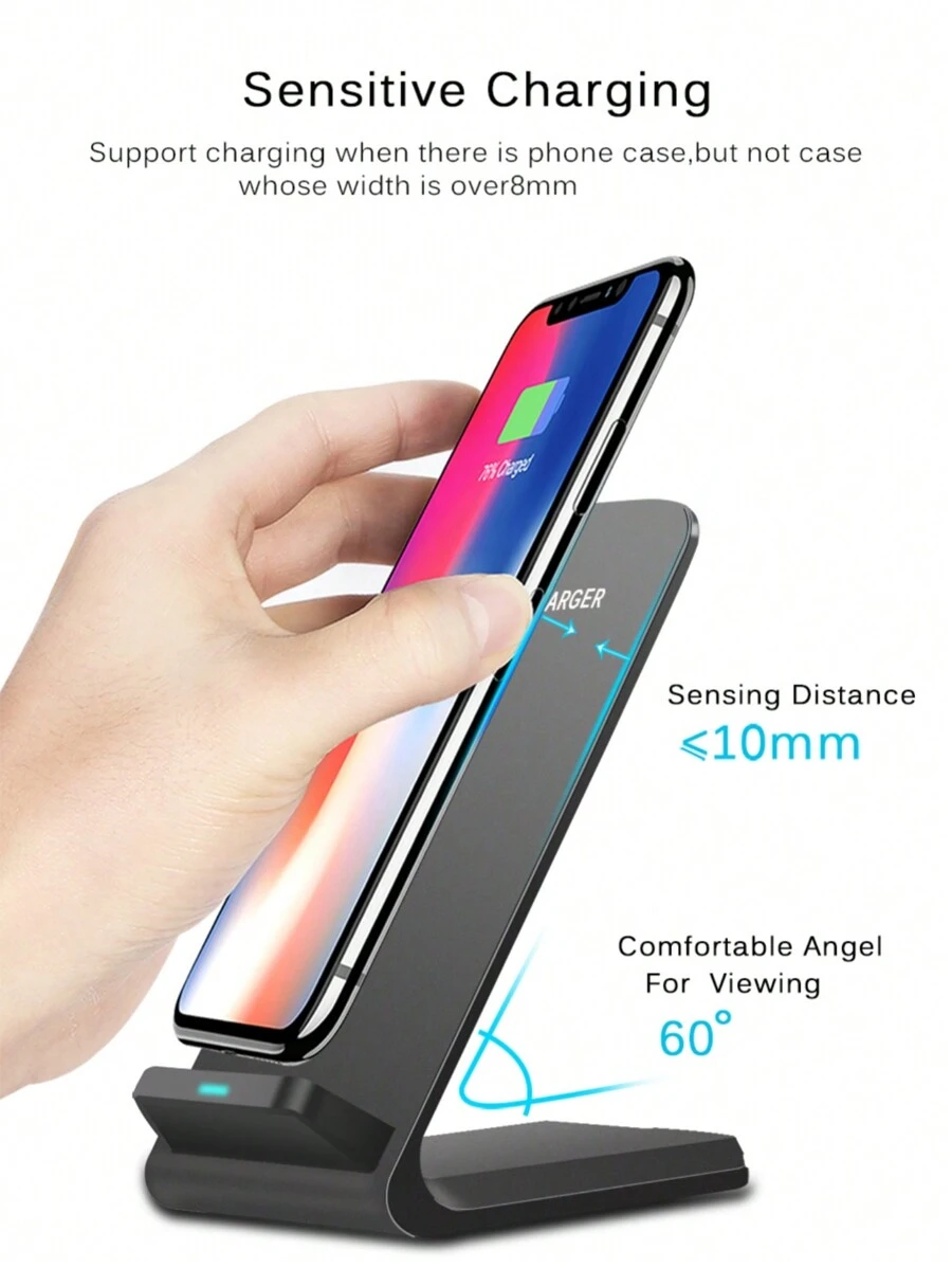 Q740 15w Fast Vertical Wireless Charger Stand With Dual Coils | SHEIN UK