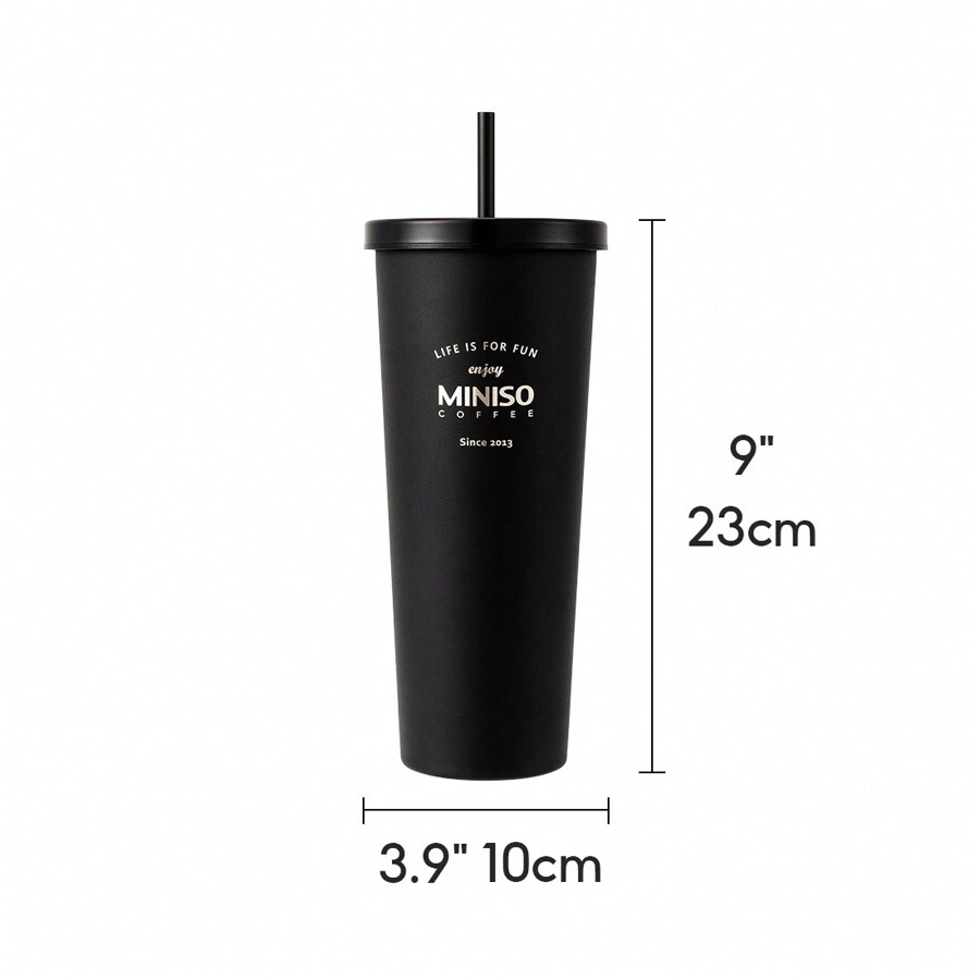 Miniso Classic Black & White Series-Straw Steel Bottle 800ml, White ...