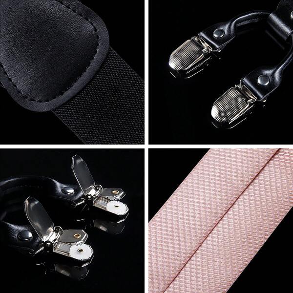 DiBanGu Mens Suspenders White Paisley Striped Y Shape 6 Clips Braces ...