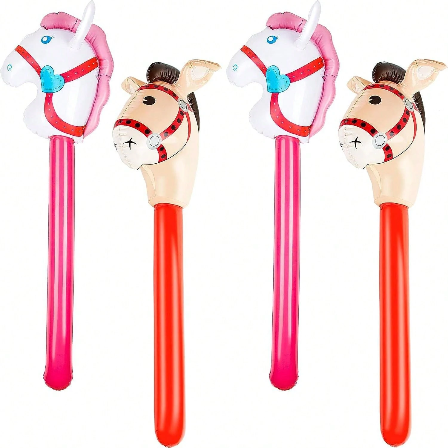 12 Pcs 37 Inches Inflatable Stick Horse For Horsehead Stick Balloon ...