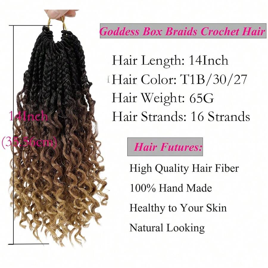 Goddess Box Braids Crochet Hair Boho Braids Crochet Hair T1B/30/27 14 ...