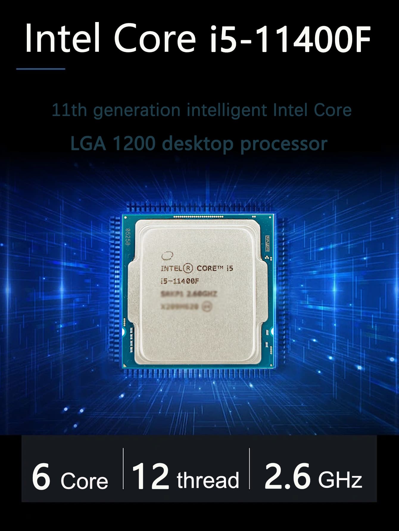 Intel Core i5 11400F 2.6GHz Six-Core Twelve-Thread CPU Processor L3=12M ...