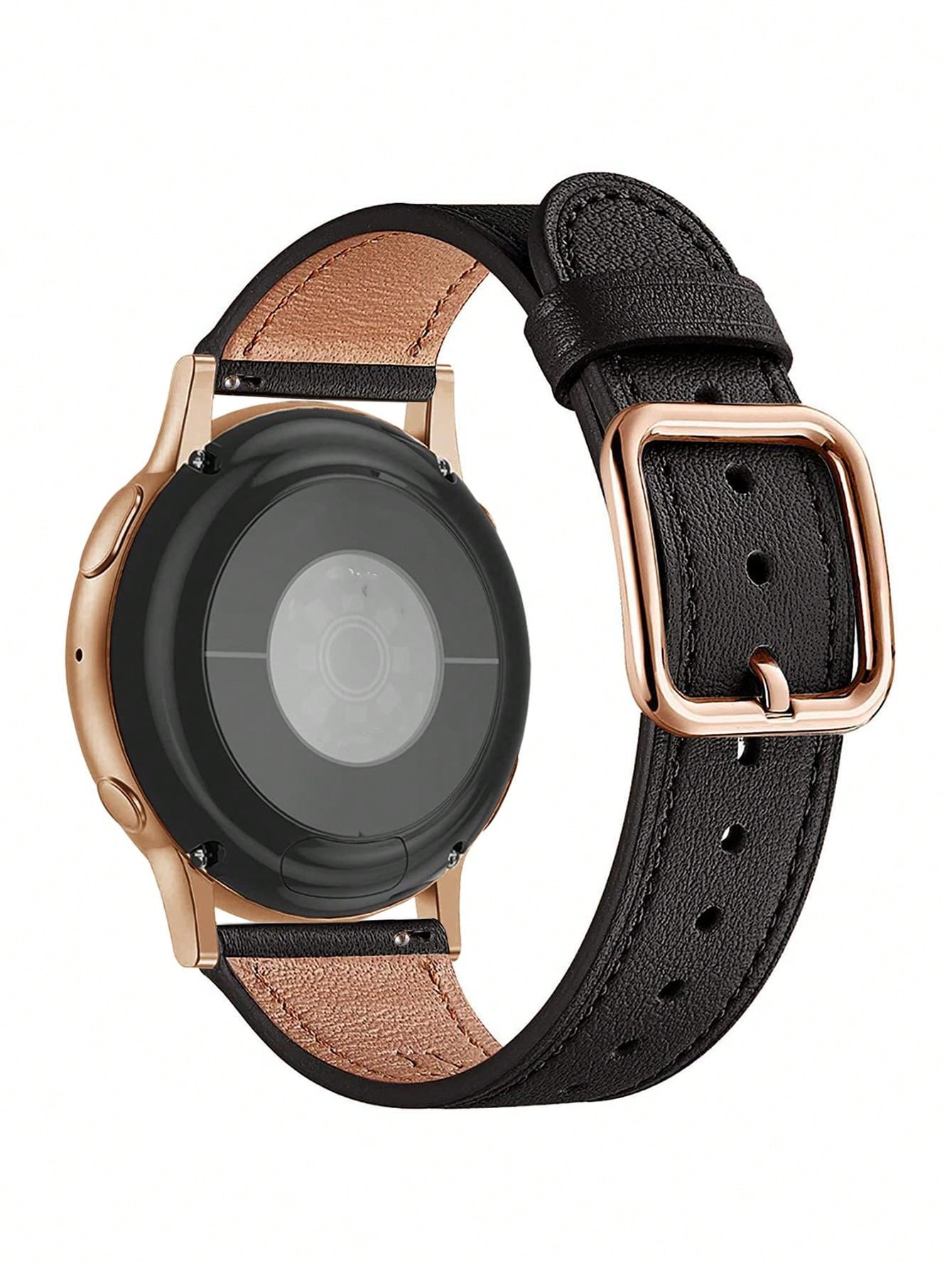 Samsung Wtch Band Black Leather Strap With Rose Gold Buckle Compatible ...