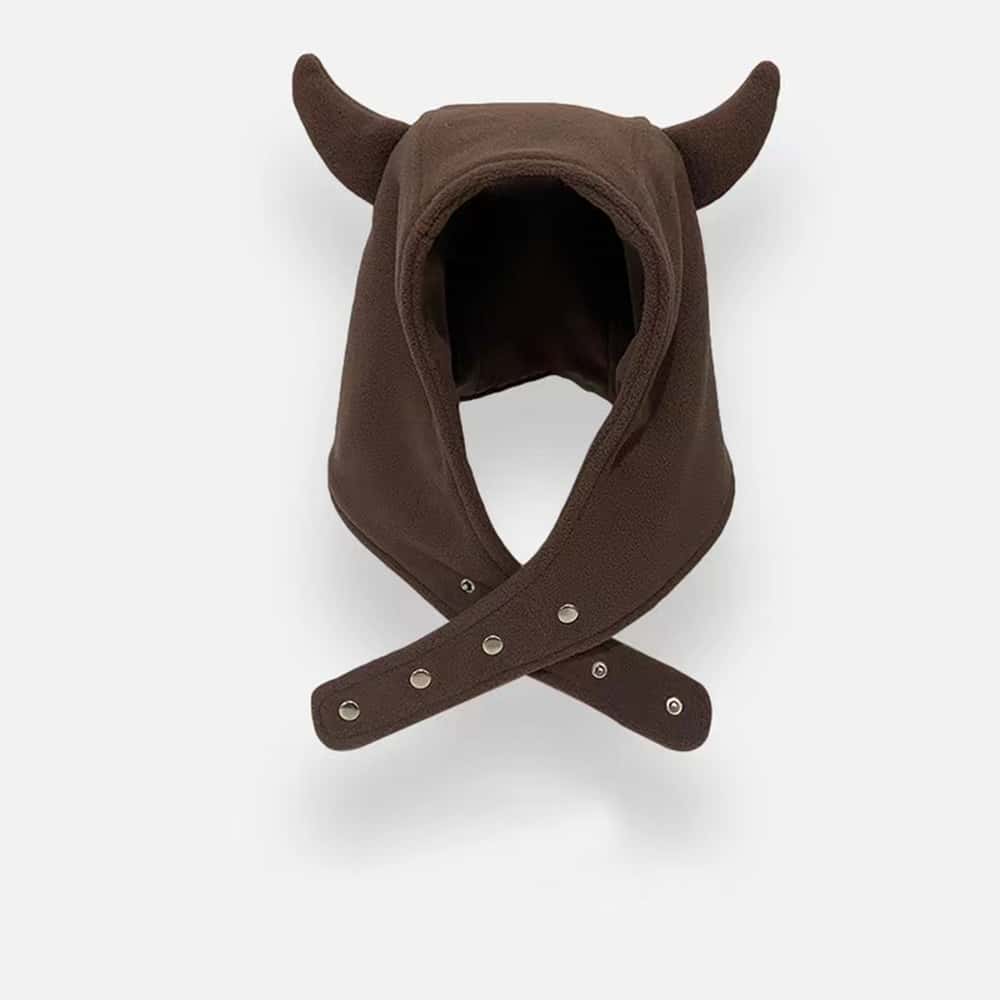 Dark Style Devil Ear Flap Front Cap With Horn Clamp Type Warm Plush ...