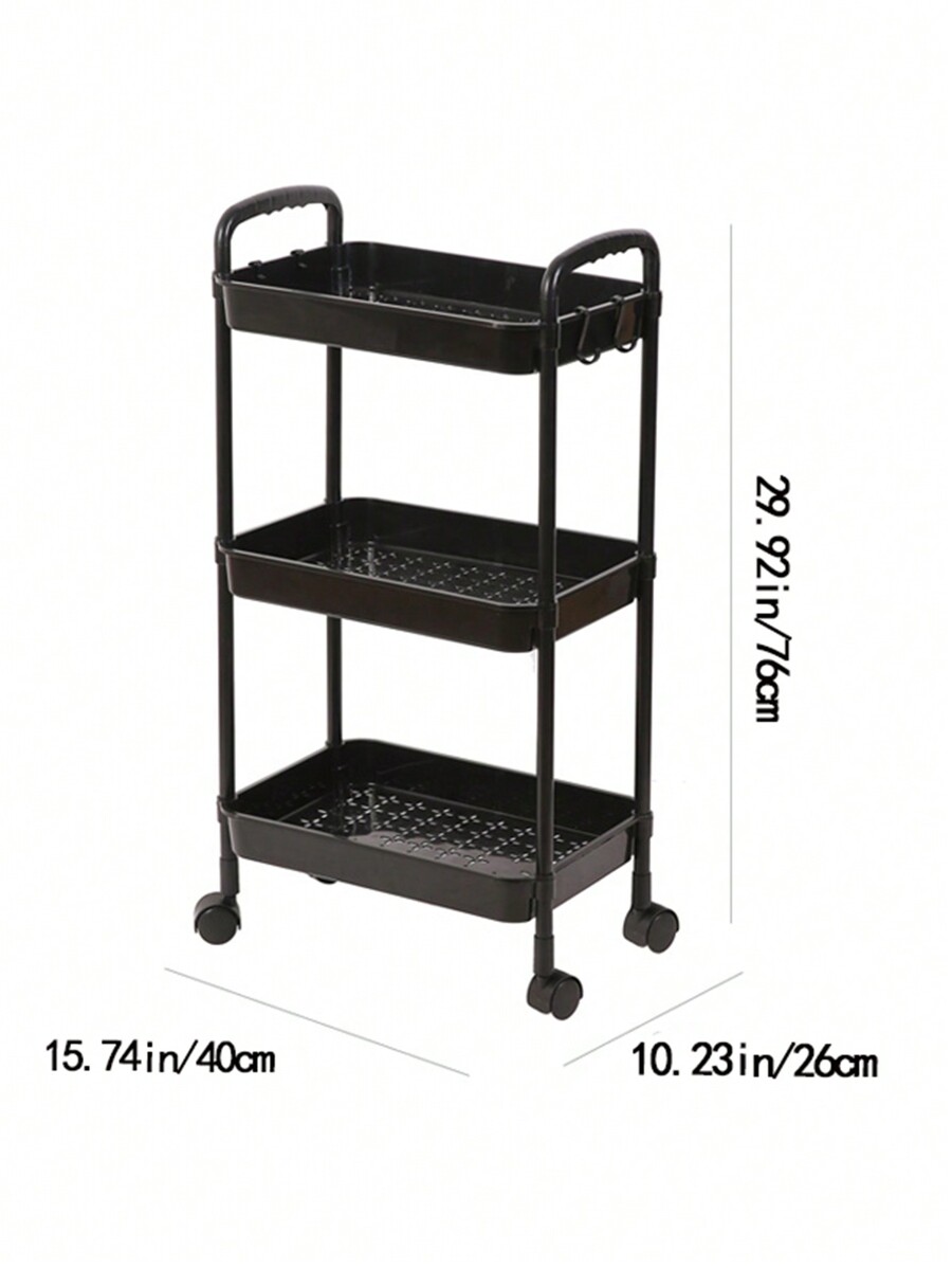 3-tier Storage Rack Trolley With 4 Swivel Wheels, Bathroom Organizer ...