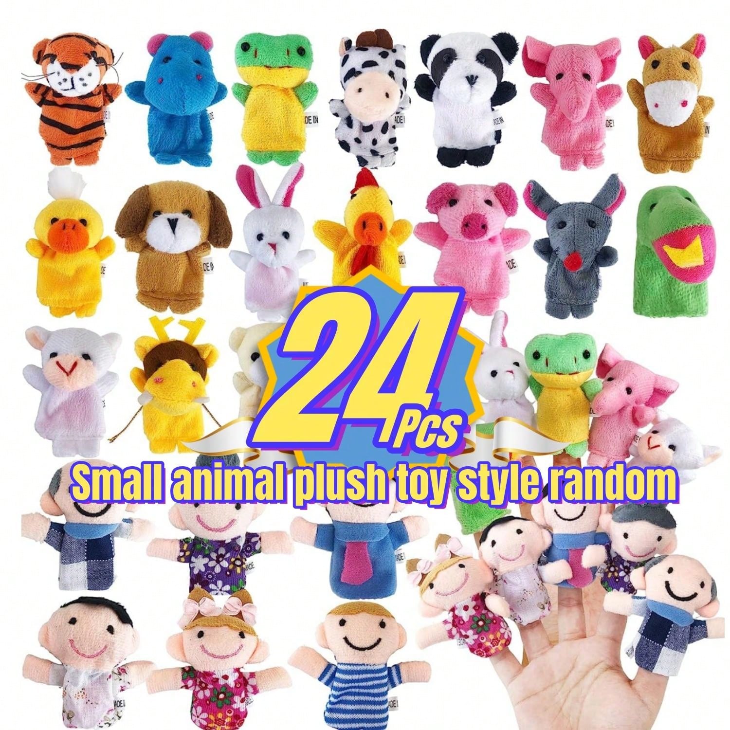 24 PCS Finger Puppets Set Mini Stuffed Animals Finger Puppet Toys For ...