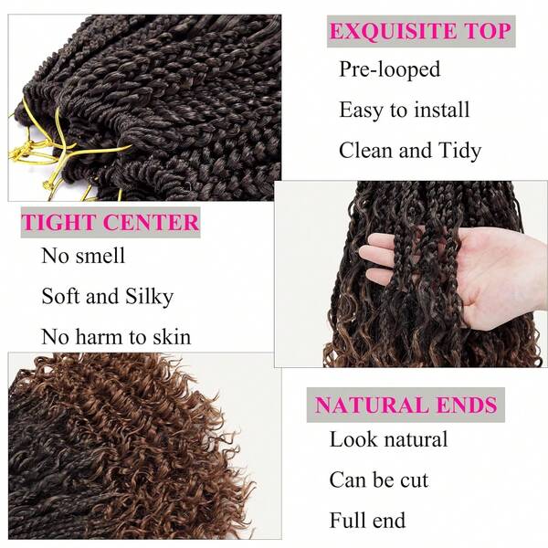 Goddess Box Braids Crochet Hair Boho Braids Crochet Hair T30 14 Inch ...