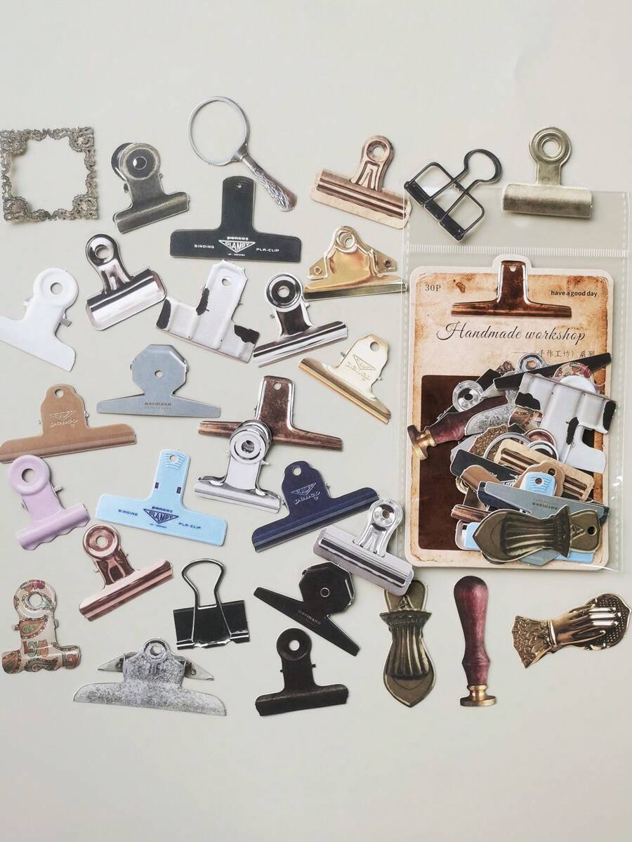 30pcs/Pack Handmade Workshop Series Stationery Vellum Clips Journal ...