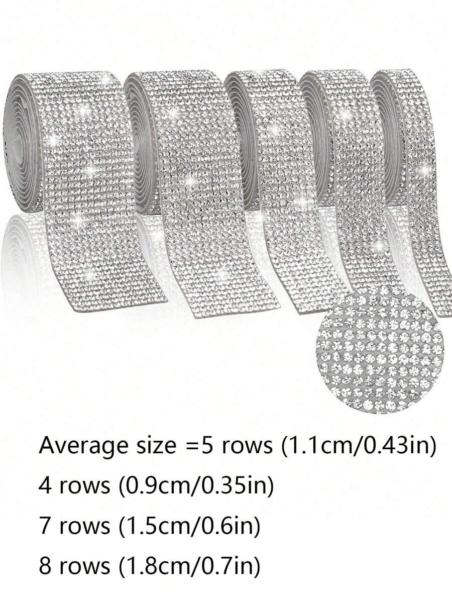 1pc Silver Self-adhesive Crystal Rhinestone Strip Diy Hot Melt Glue ...