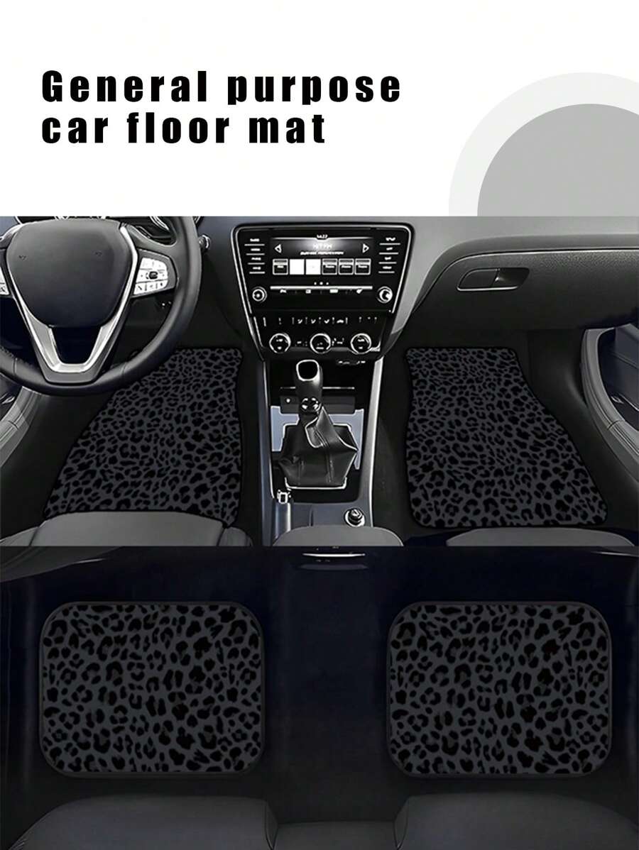 4pcs/set Universal Rainbow Leopard Print Car Floor Mats For Front And ...