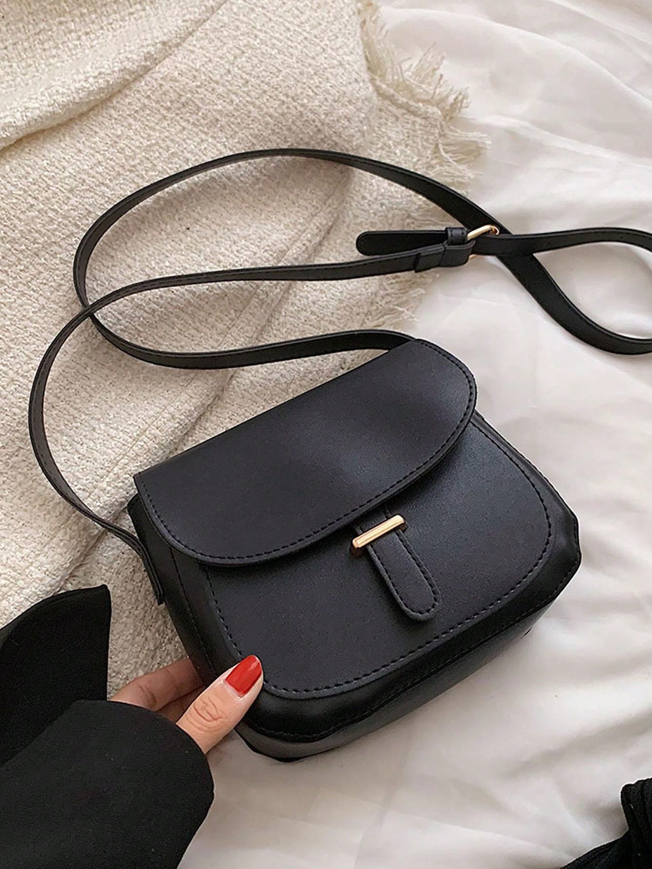 Bolso bandolera minimalista de piel sintética, mini bolso tipo sillín ...