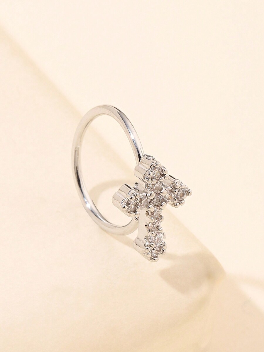 1pc 20g Circular Nose Ring Nose Stud With Cross-shaped Rhinestone ...