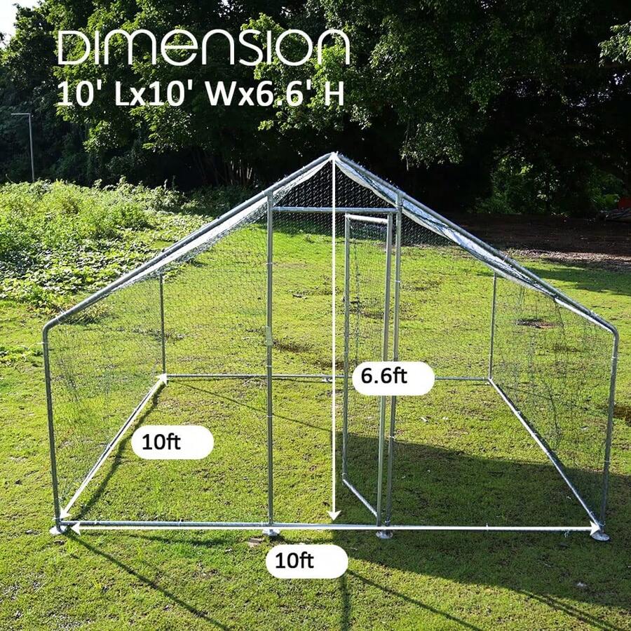 Large Metal Chicken Coop Run Walk-in Poultry Cage Galvanized Chicken ...