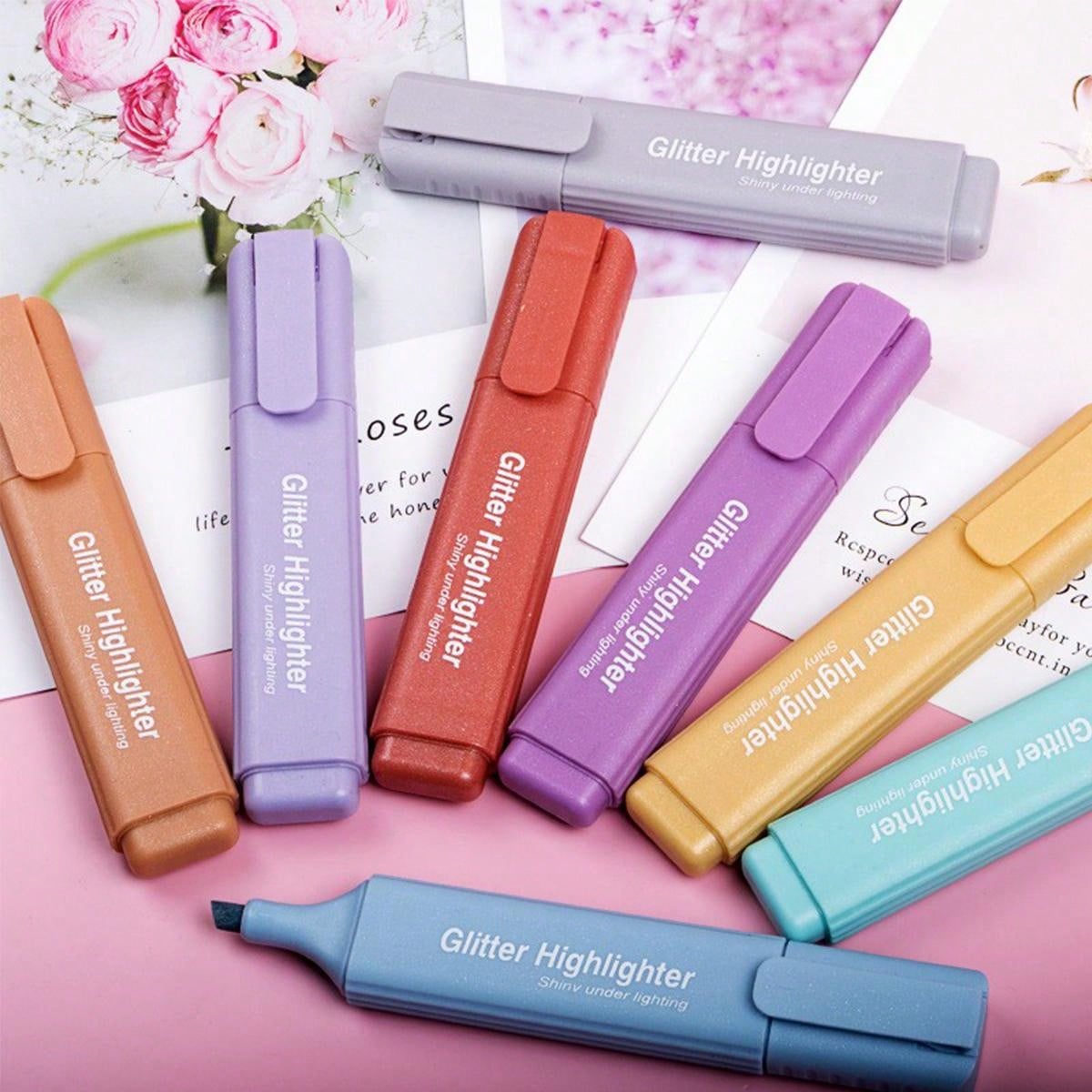 Student Drawing Set Of 8 Flashing Fluorescent Pens For Highlighting ...