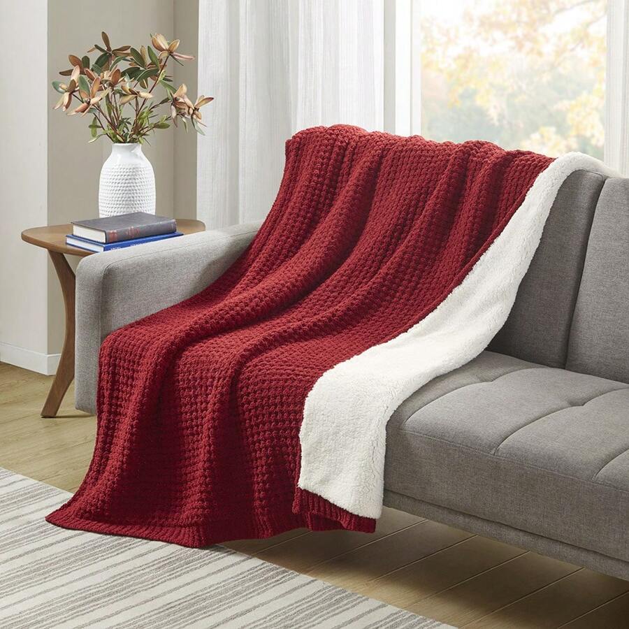 Madison Park 50"X60" Waffle Knit Chenille Throw Blanket | SHEIN USA