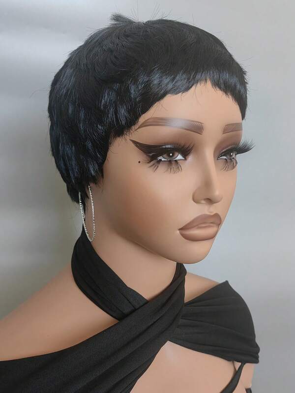 Black Super Short Pixie Cut Hairstyle | SHEIN USA