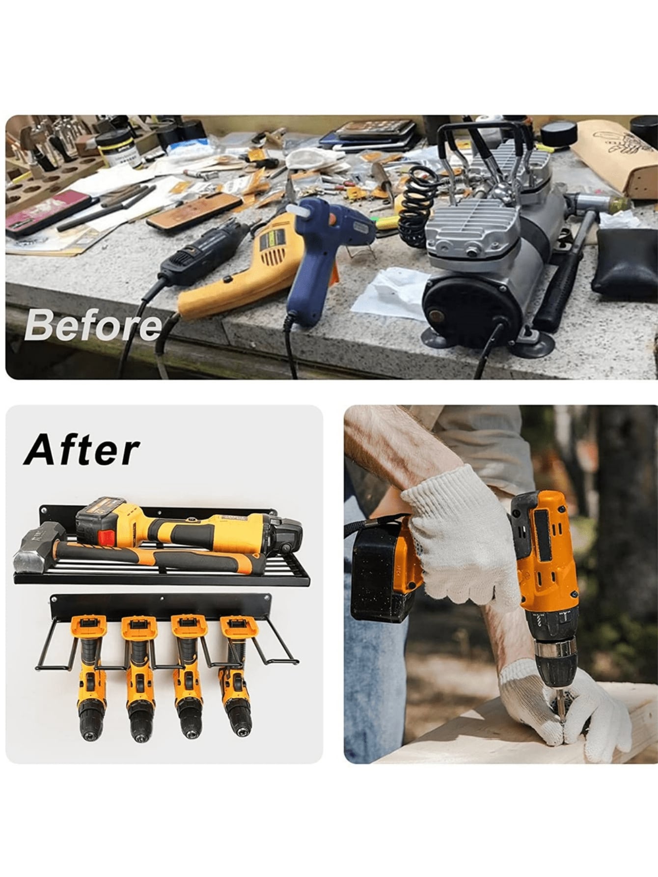 One piece, iron art electric drill screwdriver tool rack, wall mounted ...