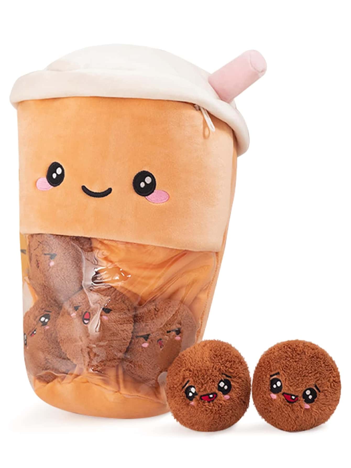 Lindo Almohada De Peluche Relleno De Boba, Té Con Burbujas, Comida ...