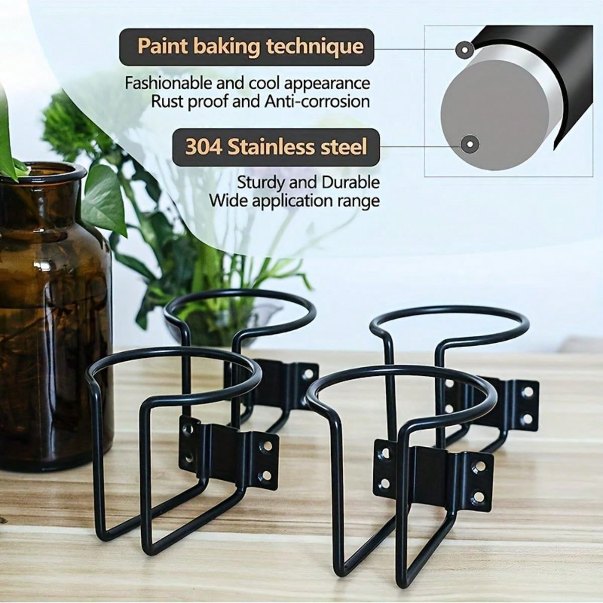 2 Stainless Steel Marine Ring Cup Holders, Universal Drink Holder For ...