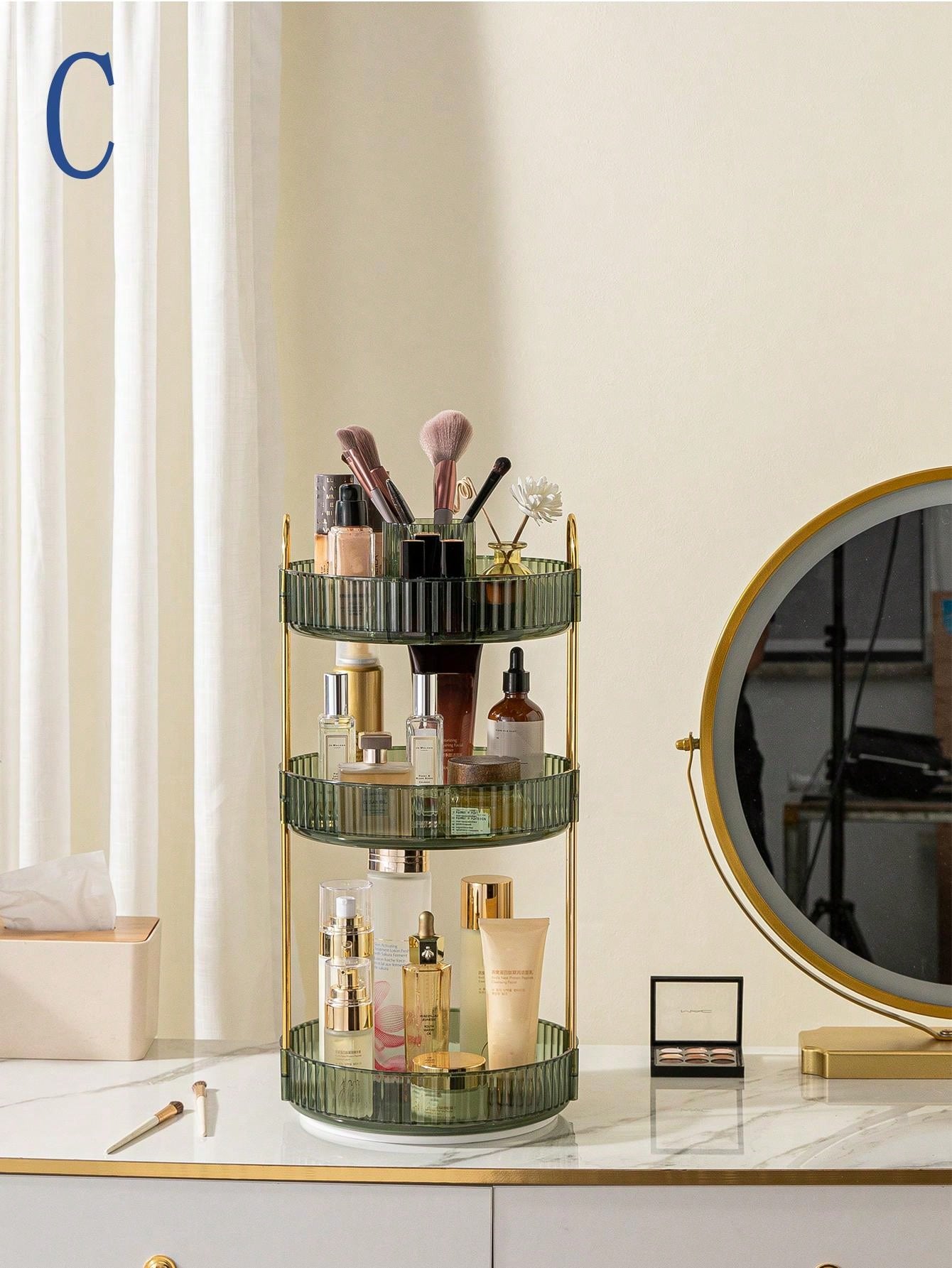Rotating Makeup Organizer for Vanity, High-Capacity Skincare Clear Make ...