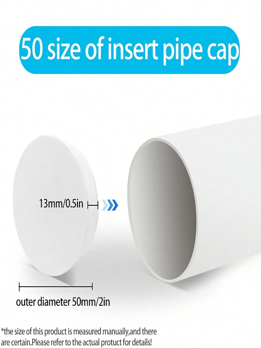 1pc 2-inch PVC Drain Pipe Cap, Simple And White Drainage Pipe Anti-odor ...