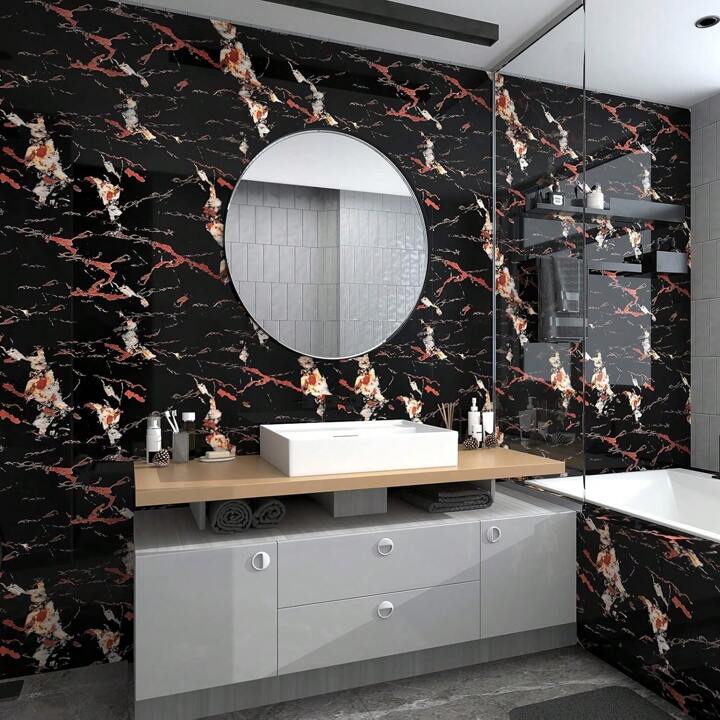 Black Marble Contact Paper for Countertops Adhesive Vinyl Waterproof ...