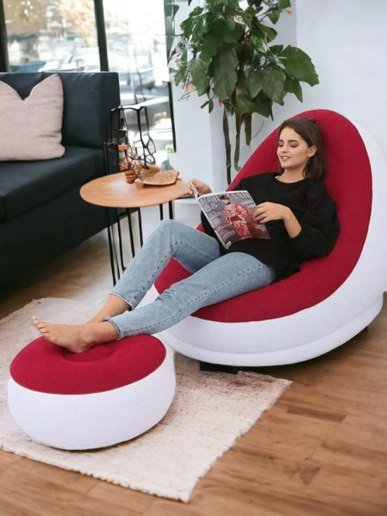 Portable Inflatable Sofa Armchair With Reinforced Footrest | SHEIN USA